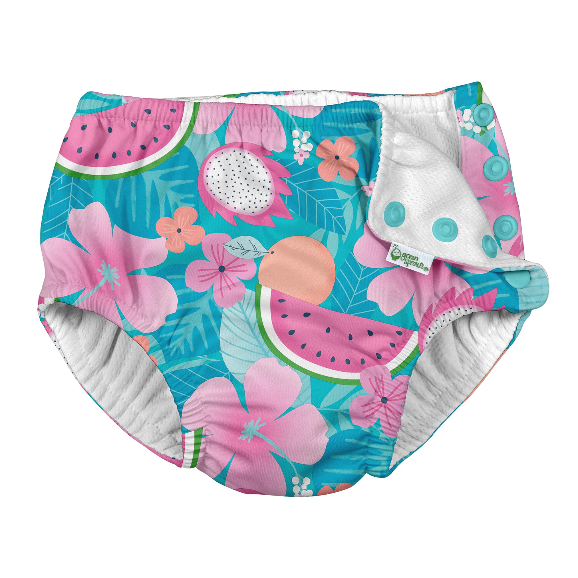 i Play Girls Reusable Absorbent Baby Swim Diapers Aqua Tropical Fruit Floral 4T