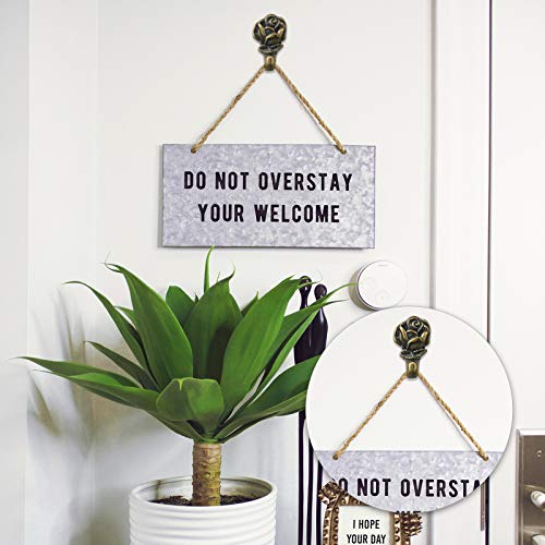 20 Pieces Push Pin Hangers Plant Shape Pin Hook Hanger Zinc Alloy Picture Hanging Hook Pin Bronze Wall Hooks (Rose)