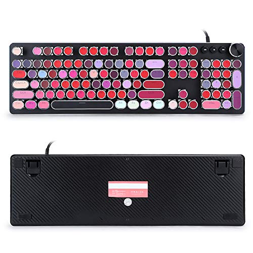 γππ‘π«π’π¬ππ¦ππ¬ ππ’ππγ Ergonomics Wired Keyboard, Green Axis 108 Keys Cute Net Red Girl Powder USB Interface Keyboard, for Gaming PC Gamer Computer Desktop Live Streaming Girls Boys