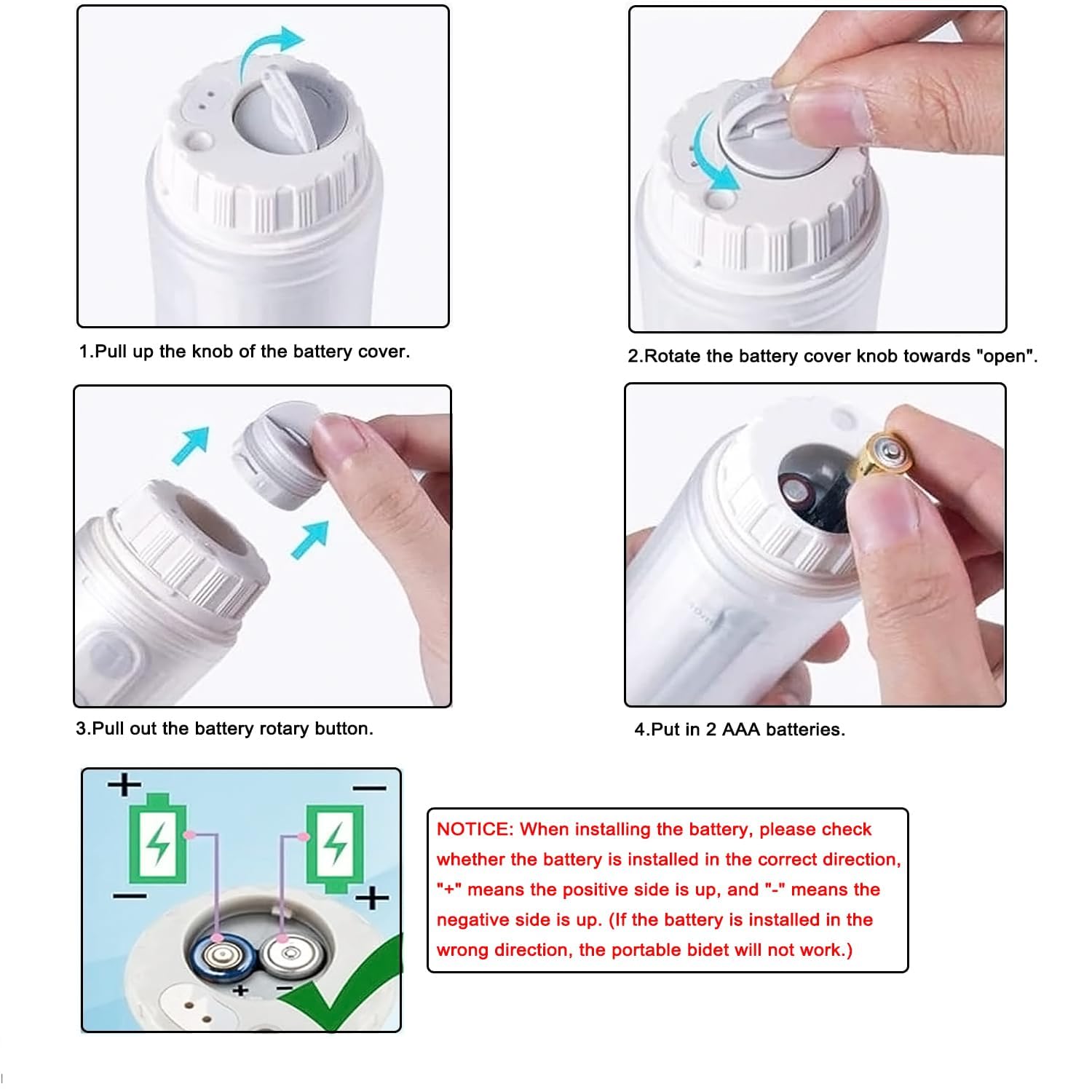 [2nd Generation] Portable Travel Bidet by GUSTYLE, IPX6 Waterproof Electric Bidet Sprayer with Automatic Decompression Film and Nozzle 180 Degree Adjustment (140ml)