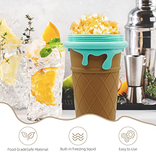 [Upgrade 500ML] Slushy Cup Slushy Maker Cup TIK TOK Frozen Magic Squeeze Cup - Quick Cool Slushy Milk Shake Ice Cream Smoothies Cup(500ml Brown)