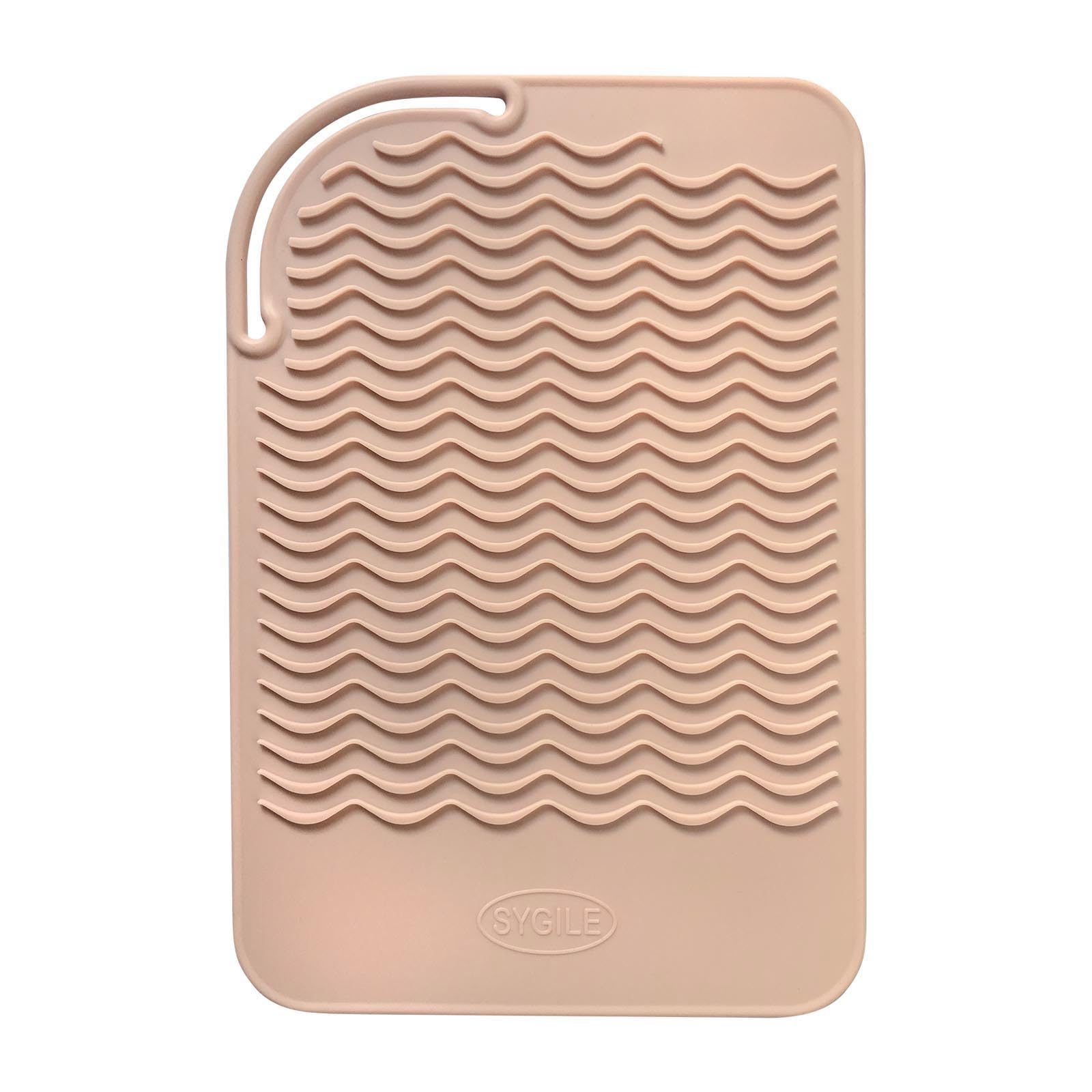 Sygile 11" X 7.5" Large Size Heat Resistant Silicone Travel Mat for Hair Styling Tools, Hair Straighteners, Curling Irons, Flat Irons, Hot Iron Holster for Vanity Salon Pad Cover - Blush Pink