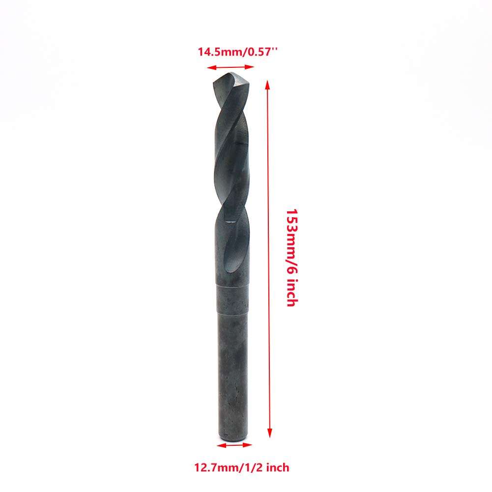 Rannb Twist Drill Bits High Speed Steel Drill Bit 12.7mm/1/2 Inch Shank Dia 14.5mm/0.57'' Drilling Dia