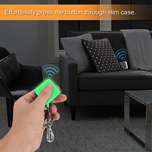 [4 Pack] Fintie Silicone Case with Carabiner Keychain for Tile Pro (2020 & 2018), Anti-Scratch Lightweight Soft Protective Sleeve Skin Cover, Black+Green Glow