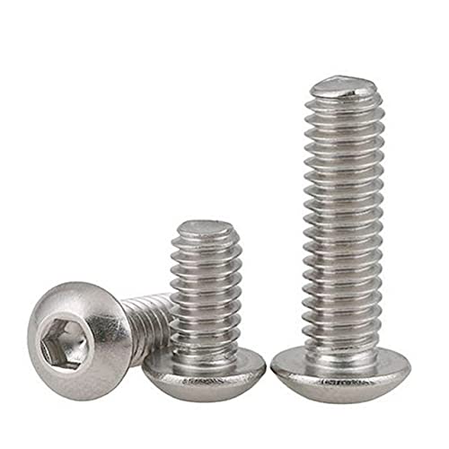 1/4-20 x 1/2" Button Head Socket Cap Bolts Screws, 304 Stainless Steel 18-8, Allen Hex Drive, Bright Finish, Fully Machine Threadďź25pcsďź