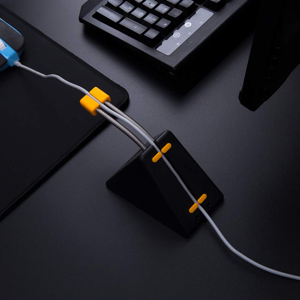 [New] Hotline Games Mouse Bungee, Mouse Cord Clip Cord Management System Fixer Holder for Esports FPS Game (Black-Orange)