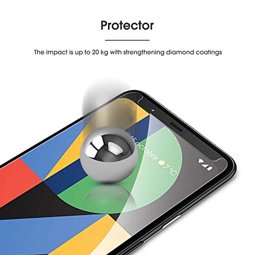 [4 Pack] OMOTON Google Pixel 4 XL Screen Protector, Tempered Glass Screen Protector for Google Pixel 4XL 2019 Released with/Alignment Frame/Scratch Resistant/Bubble Free
