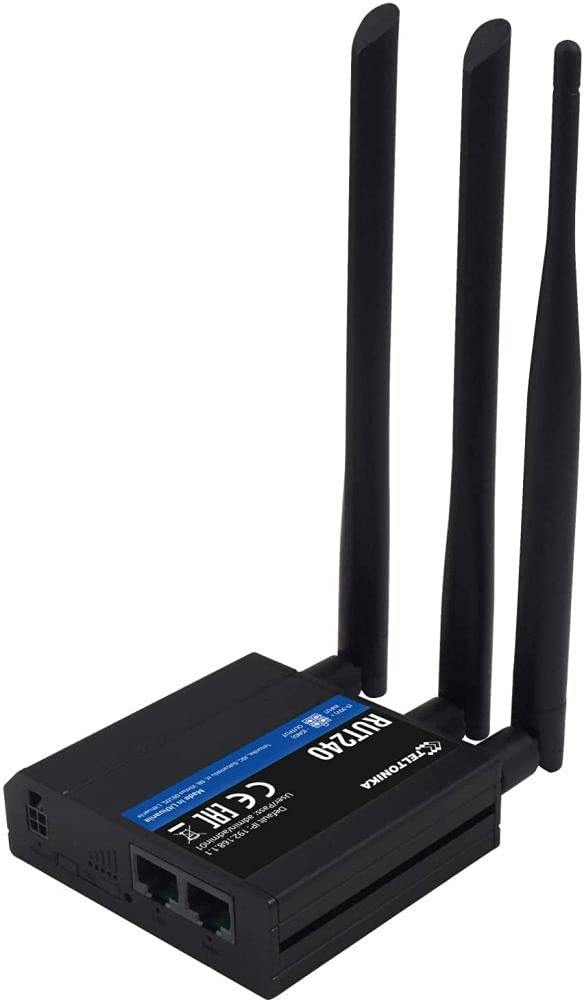 Teltonika RUT24002U000 Model RUT240 Industrial 3G/4G LTE Cellular Router for Verizon; Automatic Switch to Available Backup Connection; Wireless Access Point with Hotspot Functionality