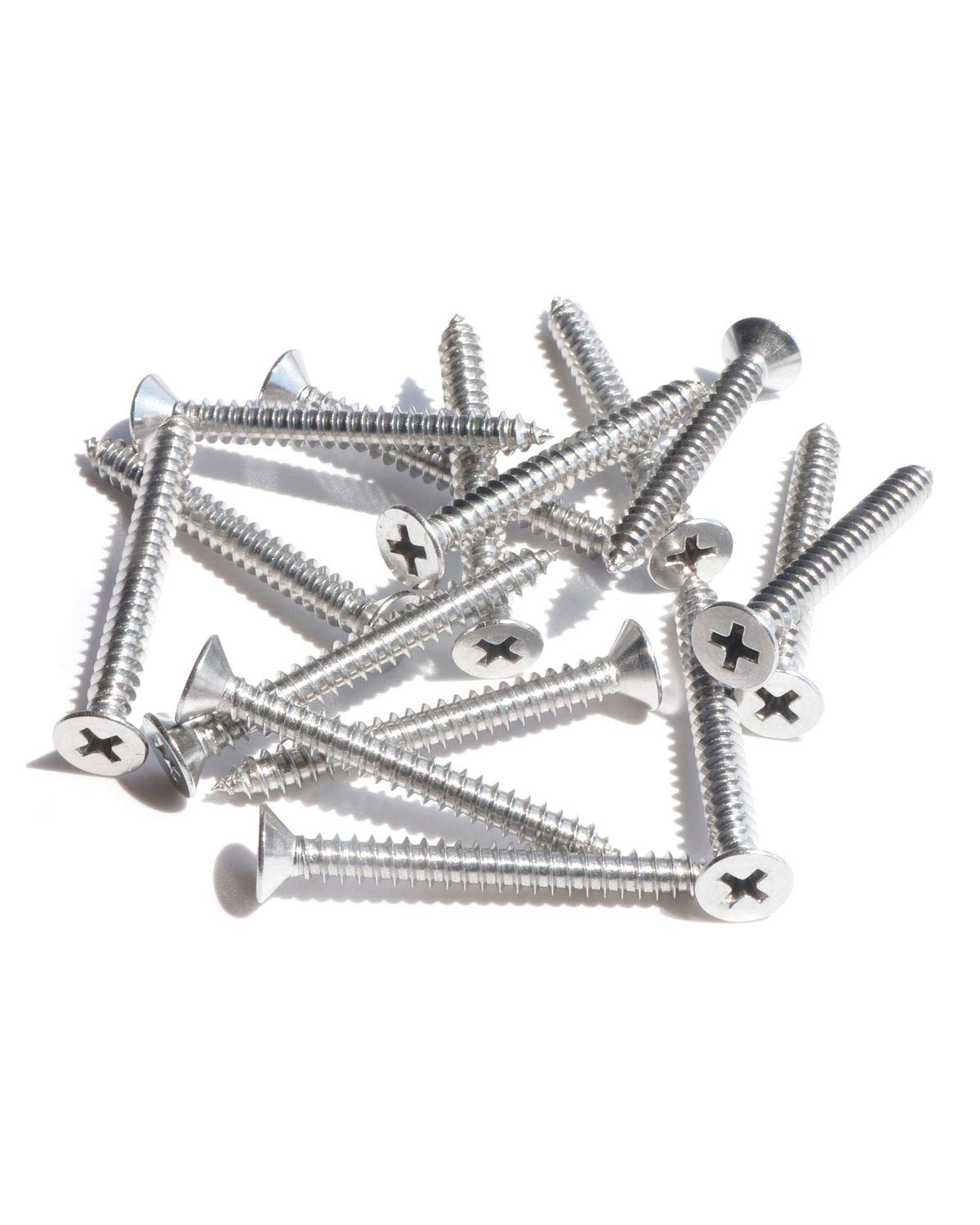 #10 x 1-3/4" Wood Screws, Self-Tapping Cabinet Screws 25pcs, Flat Head 18/8 Stainless Steel Sheet Metal Screws Countersunk Phillips Drive for Indoor and Outdoor Wooden Working by IMSCREWS