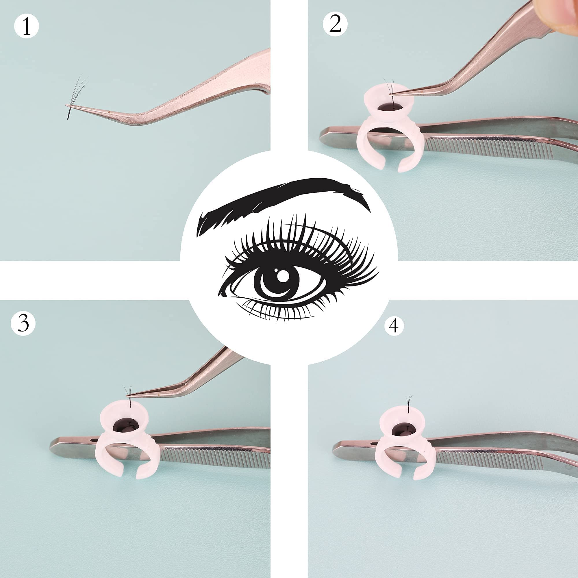 ZXMFDZ 300PCS Glue Rings for Eyelash Extensions Lash Glue Rings Lash Glue Holder Lash Extension Eyelash Extension Supplies Plastic Pigment Ring Cups