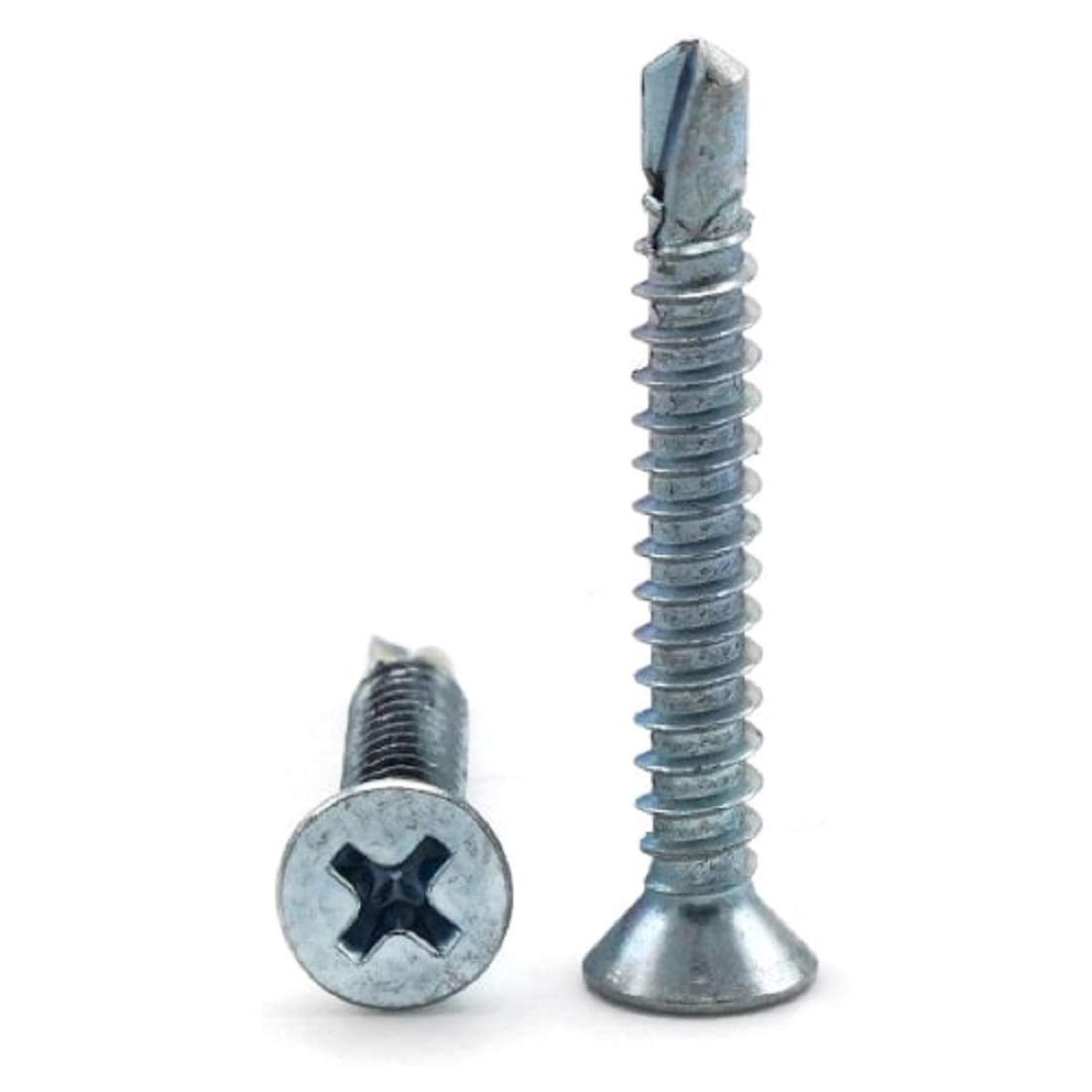 #8-18 Phillips Flat Head Self Drilling Screws Zinc Plated Steel TEK Sheet Metal Screws #8-18 x 1-1/2" Qty 1000
