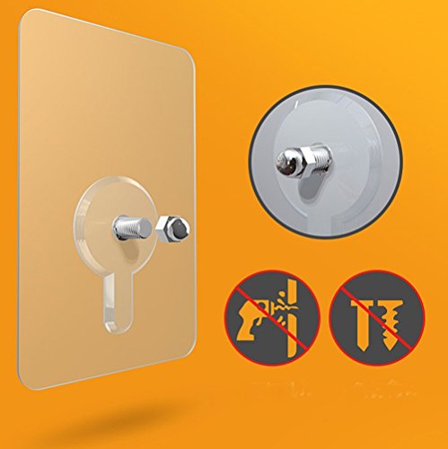 [8Pcs/Set]Nail Free Wall Hook Screw Adhesive Non-Trace No Drilling for Bathroom Shower Kitchen Installation Hanging, Waterproof Transparent Screws Hook (Nail Size 10mm)