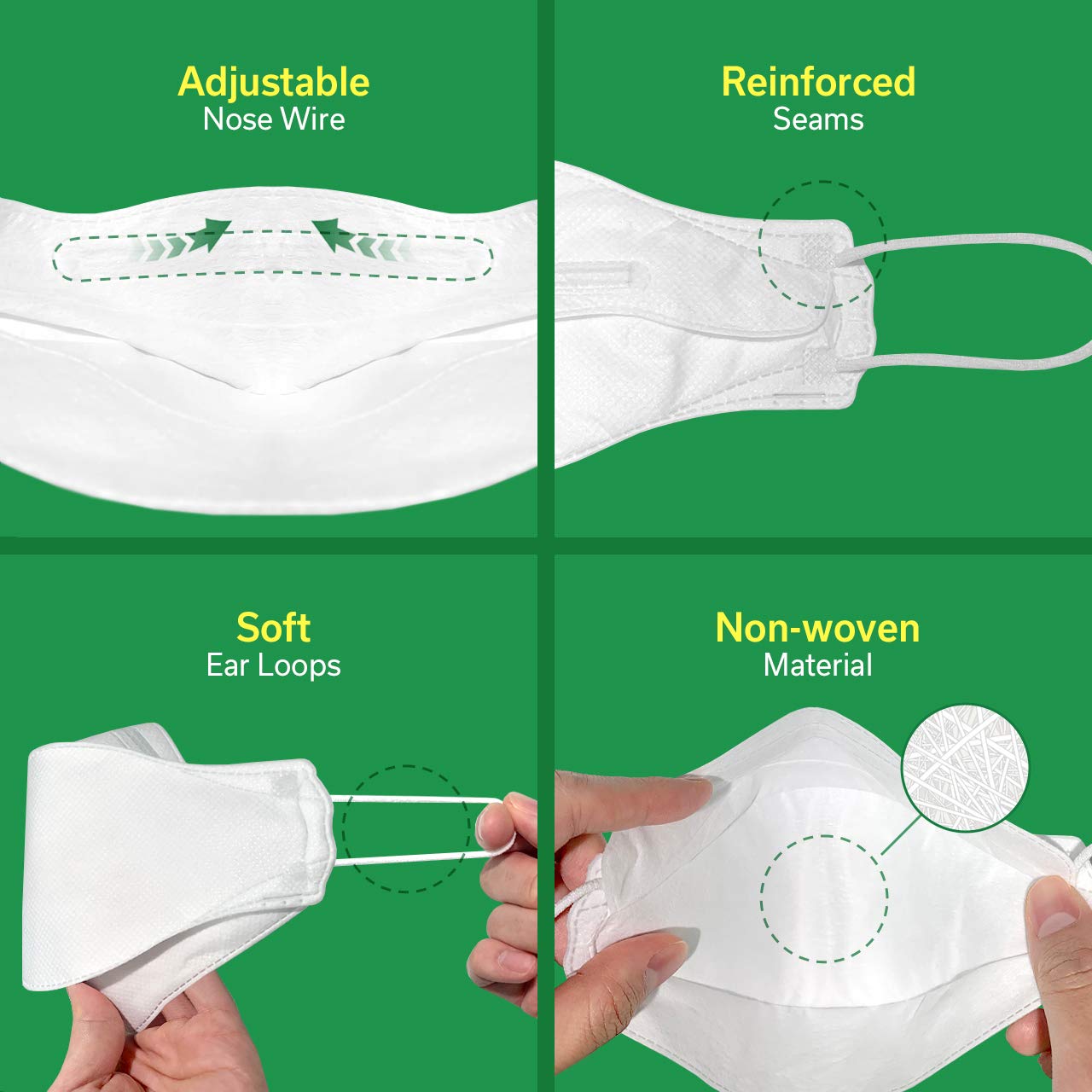[60 Masks][KLEANNARA] KF94 Face Mask 4 Layer Premium 3D Design Face Mask Safety for Adult(White). Breathable Protective Mask Block 94% Dust. Made in KOREA [3Pcs/Pack - 20Packs] - Best Face Mask Gift for Men & Women Daily Use