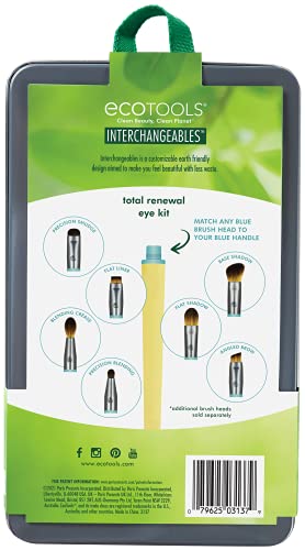 EcoTools Interchangeables Total Renewal Eye Makeup Brush Kit, Customizable Makeup Brushes for Eyeshadow, Travel-Friendly Kit, Eco-Friendly Synthetic Bristles, Cruelty Free & Vegan, 9 Piece Set