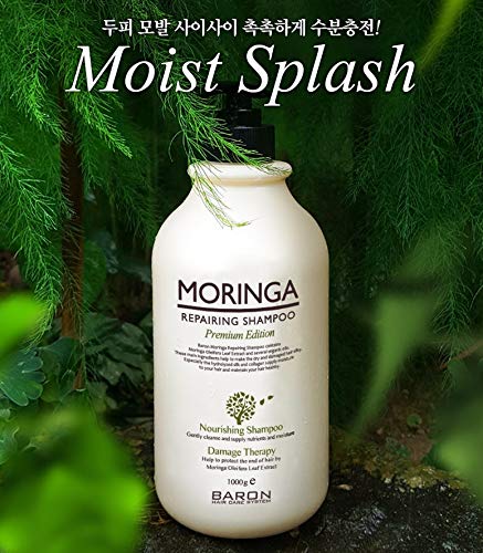[BARON] MORINGA Hair Treatment Repairing Shampoo Premium Edition 1000ml 33.9 fl oz - For Dry and Damaged Hair