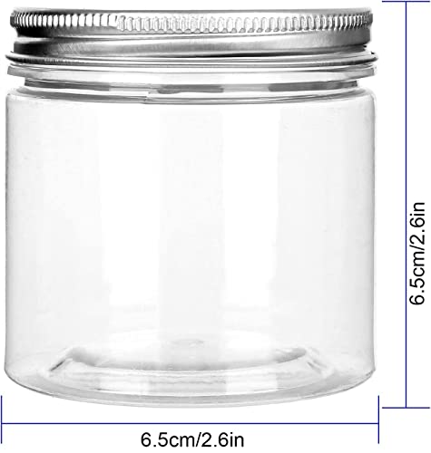 24Pack 6 oz Empty Plastic Jars with Lids Clear Plastic Mason Jars Storage Containers Wide Mouth Slime Containers Jars Airtight Gift Food Jars for Travel Storage Home Kitchen Food Slime Making