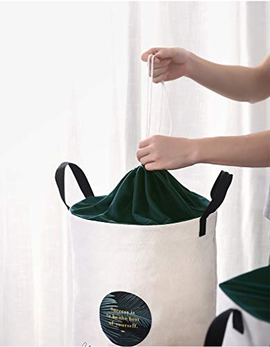 18.5" Laundry Hamper Large Waterproof, Laundry Hampers, Foldable Fabric Laundry Basket, Clothes Laundry Hamper, Toy Storage Bin, Waterproof Round Canvas Storage Basket