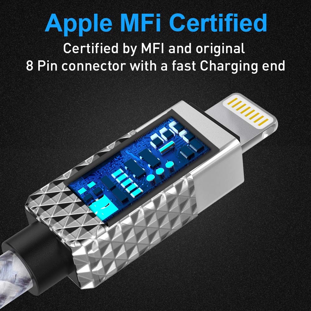 [MFi Certified] iPhone Charger 16FT/5M Lightning Cable Extra Long iPhone Charging Cord Nylon Braided Fast Apple Charger Cable iPhone 12 11 Pro X XS Max XR/8 Plus/7 Plus/6/6s Plus/5s /5c/Pad Mini Air