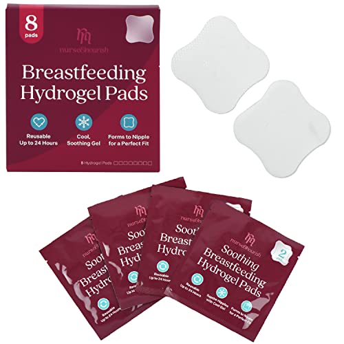 [8 Pads] Hydrogel Pads for Breastfeeding Soreness Support - Immediate Relief Nipple Gel Soothing Pads - Easy Apply Gel Nipple Pads for Breastfeeding - Reusable Form Adjusting Breastfeeding Gel Pads