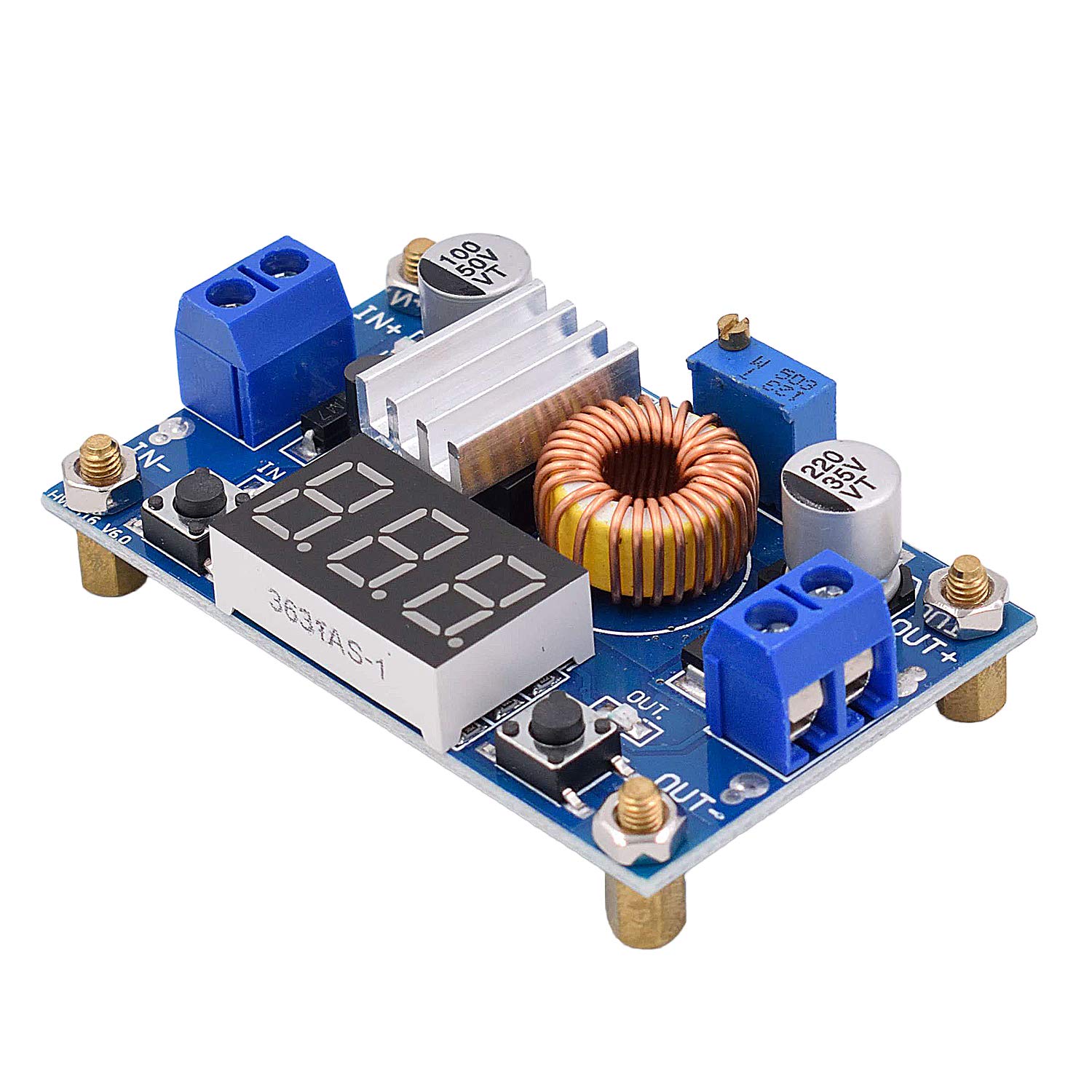 [2 Pack] DC-DC 5A Buck Converter 4-38V to 1.25-36V Step-Down Voltage Regulator High Power Module with LED Display