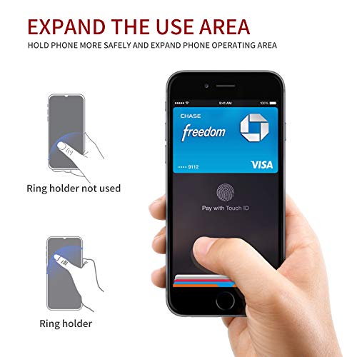 2 Pcs Phone Ring Holder Finger Kickstand, Cell Phone Ring Holder Finger Grip 360 Degree Rotation (Black)