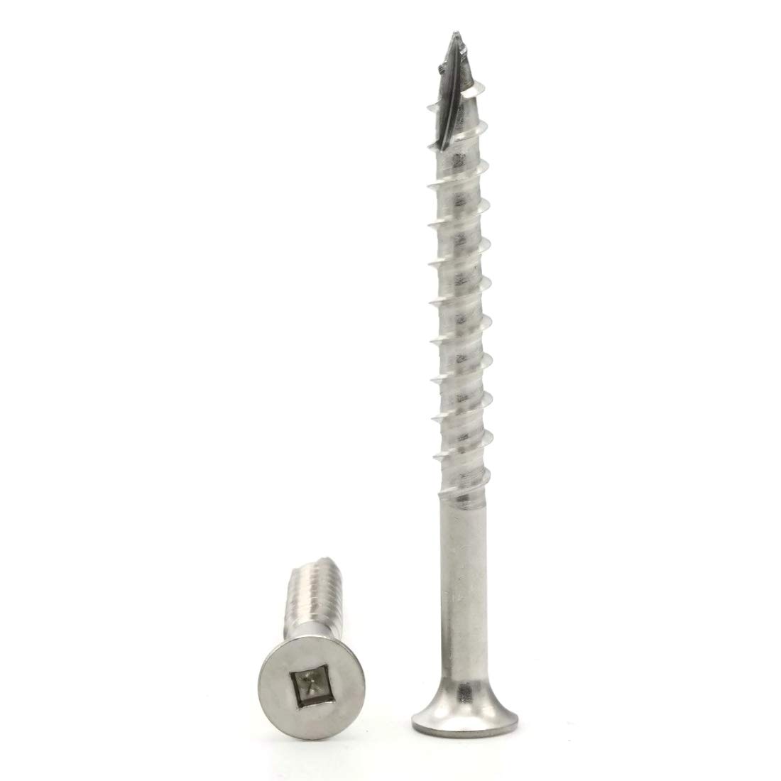 #8 Deck Screws 305 Stainless Steel Square Drive Type 17 Wood Cutting Point #8 x 1-1/4 inch Qty 1000