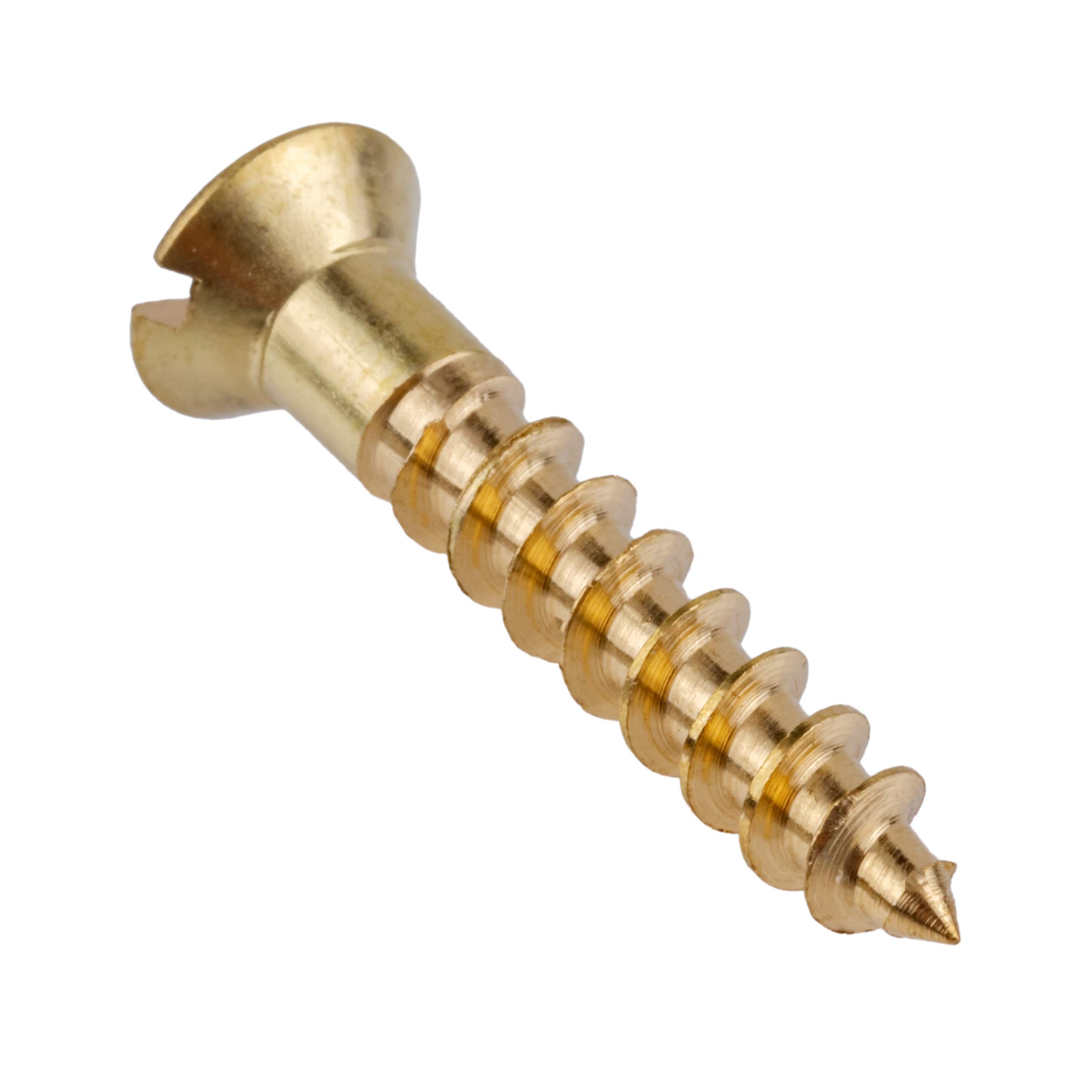 #8 x 1 Solid Brass Flat Countersunk Head Slot Drive Wood Screws | Pack of 100 | Self Tapping Screws for Wood Antique or Modern Furniture | SC-B81FC (100)