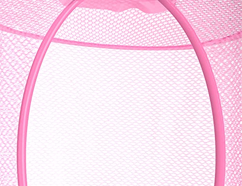 2Pcs Stuffed Animal Storage Foldable Stuffed Animal Net or Hammock Organizer, 4 Compartments Hanging Mesh Toy Storage Hammock for Kid Room Toys, Gloves, Hats, Socks(Pink)