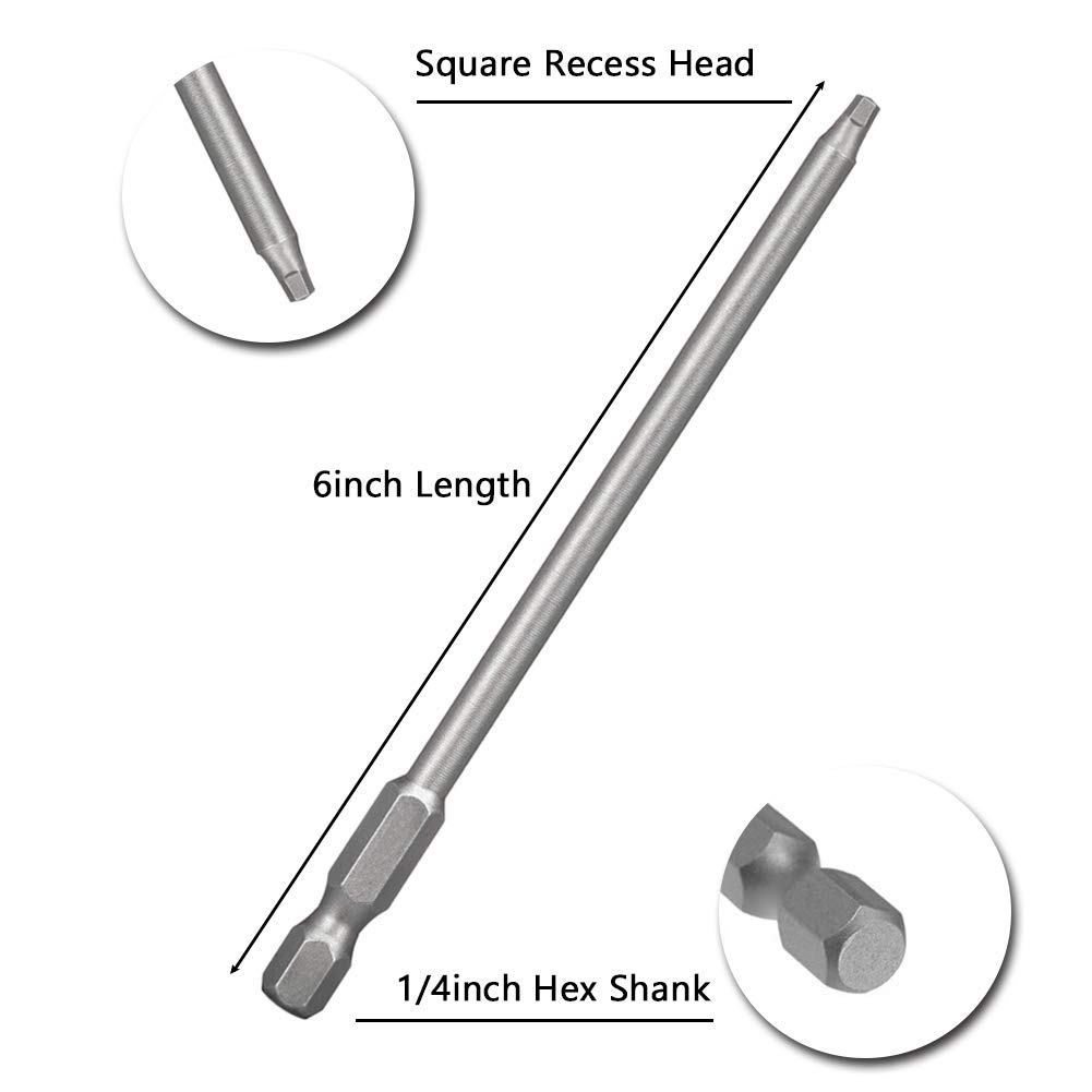 [50 Pack] 2-1/2" #10 Wood Screws, Coarse Thread Number 10 Zinc Coated Pocket Hole Screws + 1 Piece S2 Steel 1/4" Shank, 6" Length Square Recess Head Screwdriver/Power Bit (50 Count)