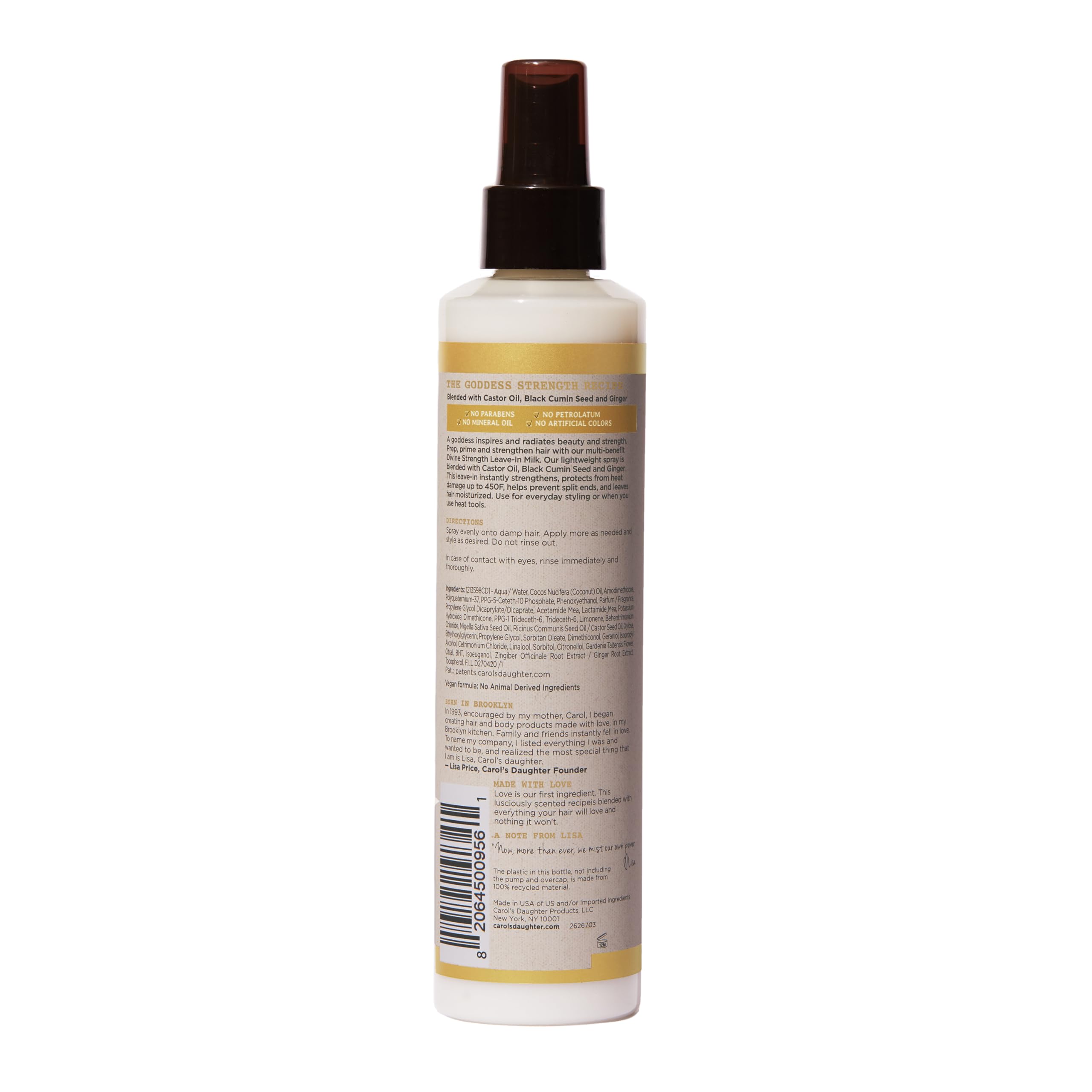 Carol's Daughter Leave In Conditioner, 8.5 Fluid Ounces, Goddess Strength Divine Strength Hair Milk with Castor Oil for Weak, Wavy, Coily and Curly Hair