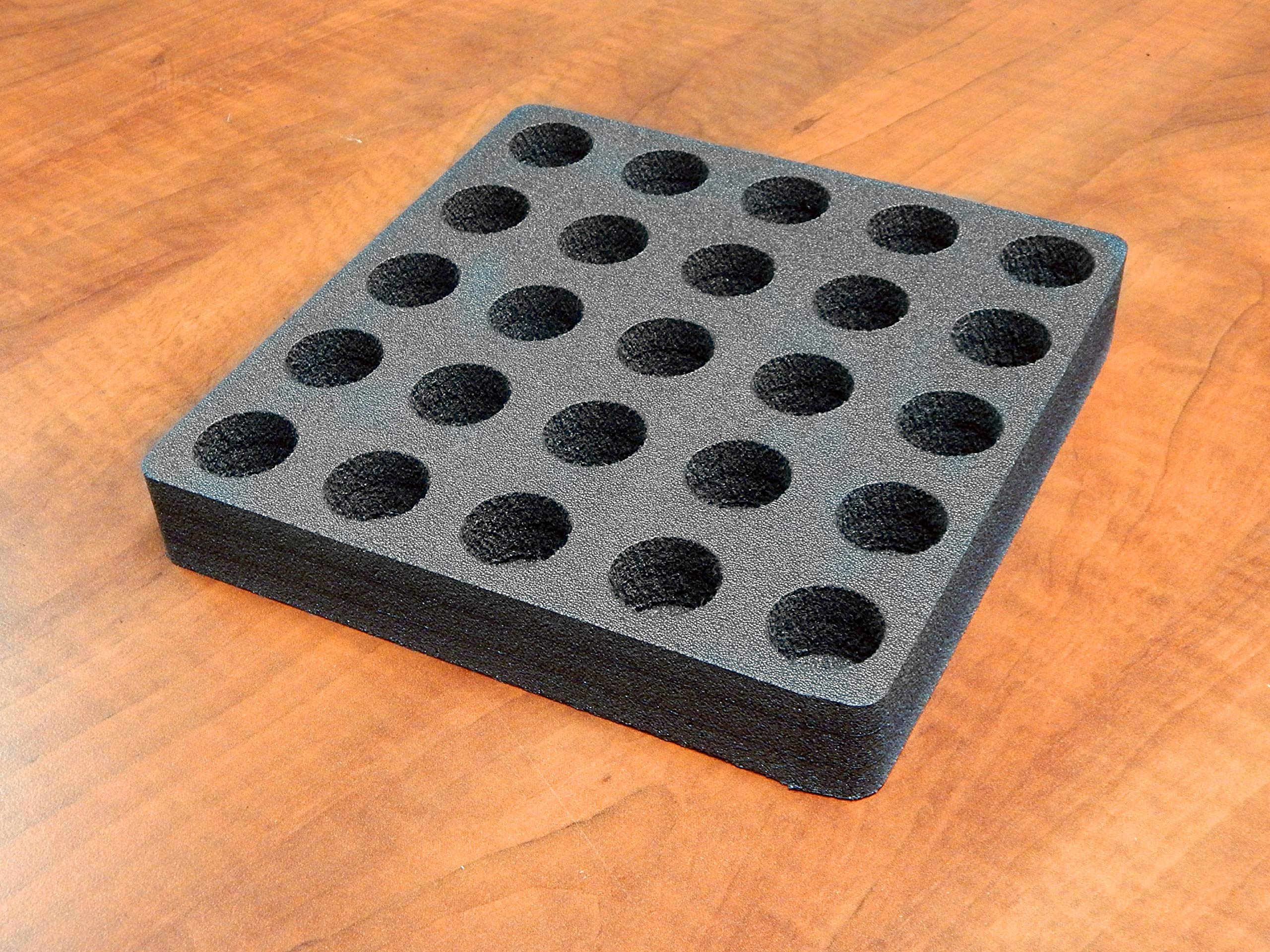 Polar Whale Vial Rack Black Foam Storage Rack Holder Organizer Stand Transport Holds 25 Vials Fits up to 24mm Diameter