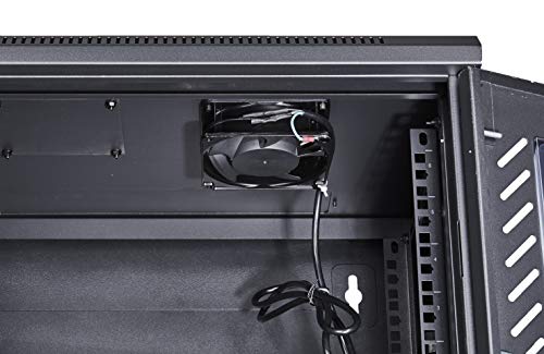 [Fully Assembled] KENUCO Deluxe IT Wall Mount Cabinet | Server Rack | Data Network Enclosure 19-Inch Server Network Rack with Locking Tempered Glass Door (Black 09U)