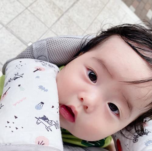 【angelette】Baby Carrier Reversible Sucking Pads/Car Seat Strap Covers/Stroller Belt Covers/Drool Pads/Teething Pads (Unicorn)