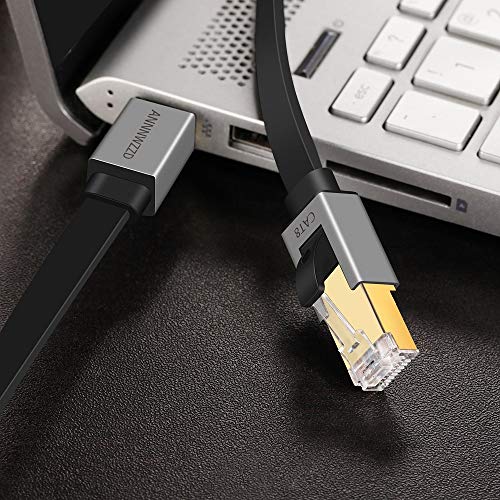 ANNNWZZD CAT 8 Ethernet Cable, Flat LAN Network Cable High Speed 26AWG Patch 40Gbps, 2000Mhz with Gold Plated RJ45 Connector for Router, Modem, PC, Switches, Hub, Laptop, Gaming, Xbox (25ft/25FT)