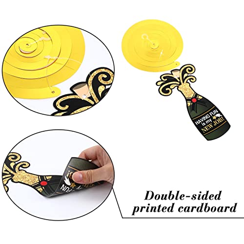 30 Pieces Retirement Party Hanging Swirls Decorations, Happy Retirement Office Retirement Swirls Decorations Foil Ceiling Decorations for Men Women Retirement Party Black Gold
