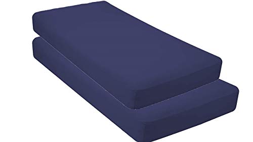 100% Jersey Knit Cotton Fitted Crib Sheet, for Standard Crib and Toddler Mattresses Solid Navy, Soft & Breathable, for Boys and Girls, Size 28"x 52"x 9’’ Pack of 2