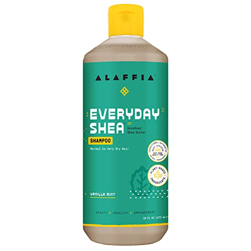 Alaffia EveryDay Shea Shampoo, Gently Cleansing Shampoo for Normal to Dry Hair. Made with Fair Trade Shea Butter, Cruelty Free, Vegan, No Parabens, Vanilla Mint 16 Fl Oz