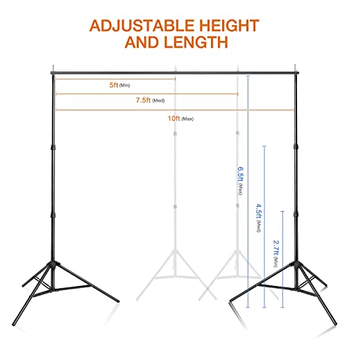 Yesker Photo Video Studio 10ft Adjustable Backdrop Stand, Background Support System Kit with Carry Bag for Photography Studio Parties Wedding
