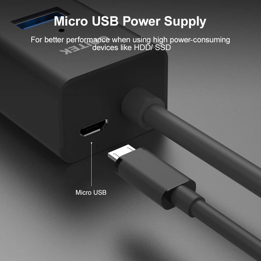 [Bundle] Unitek 4-Port USB 3.0 Hub Long Cable with Micro USB Charging Port and USB C Hard Drive Adapter