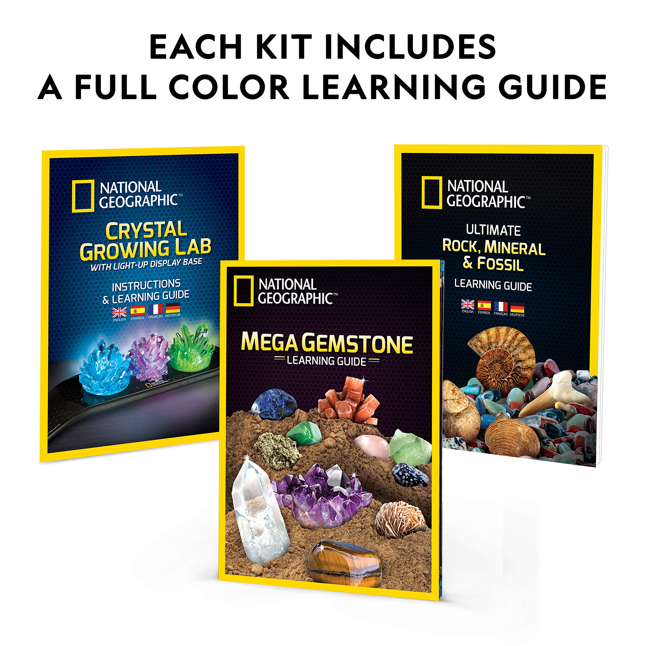 NATIONAL GEOGRAPHIC Geology Bundle – Including Rock Collection Box for Kids, Crystal Growing Kit, and Gemstone Dig Kit, Real Gemstones and Crystals, Science Kit for Boys and Girls (Amazon Exclusive)