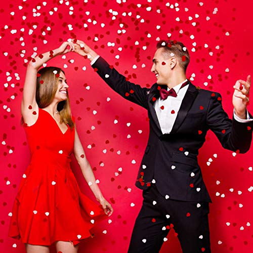 3000 Pieces Glitter Heart Paper Confetti Table Confetti Heart Sequins Confetti for Wedding Engagement Decor Valentine's Day Table Scatter Party Decorations (Red, Rose Gold, Silver)