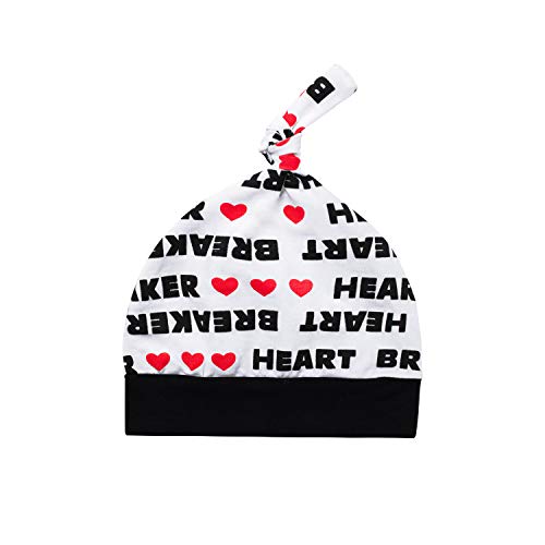 Catmama 3PCS Baby Boys Girls My First Valentine's Long Sleeve Heart Breaker Pants with Hat (Black-Long Sleeve, 6-12 Months)