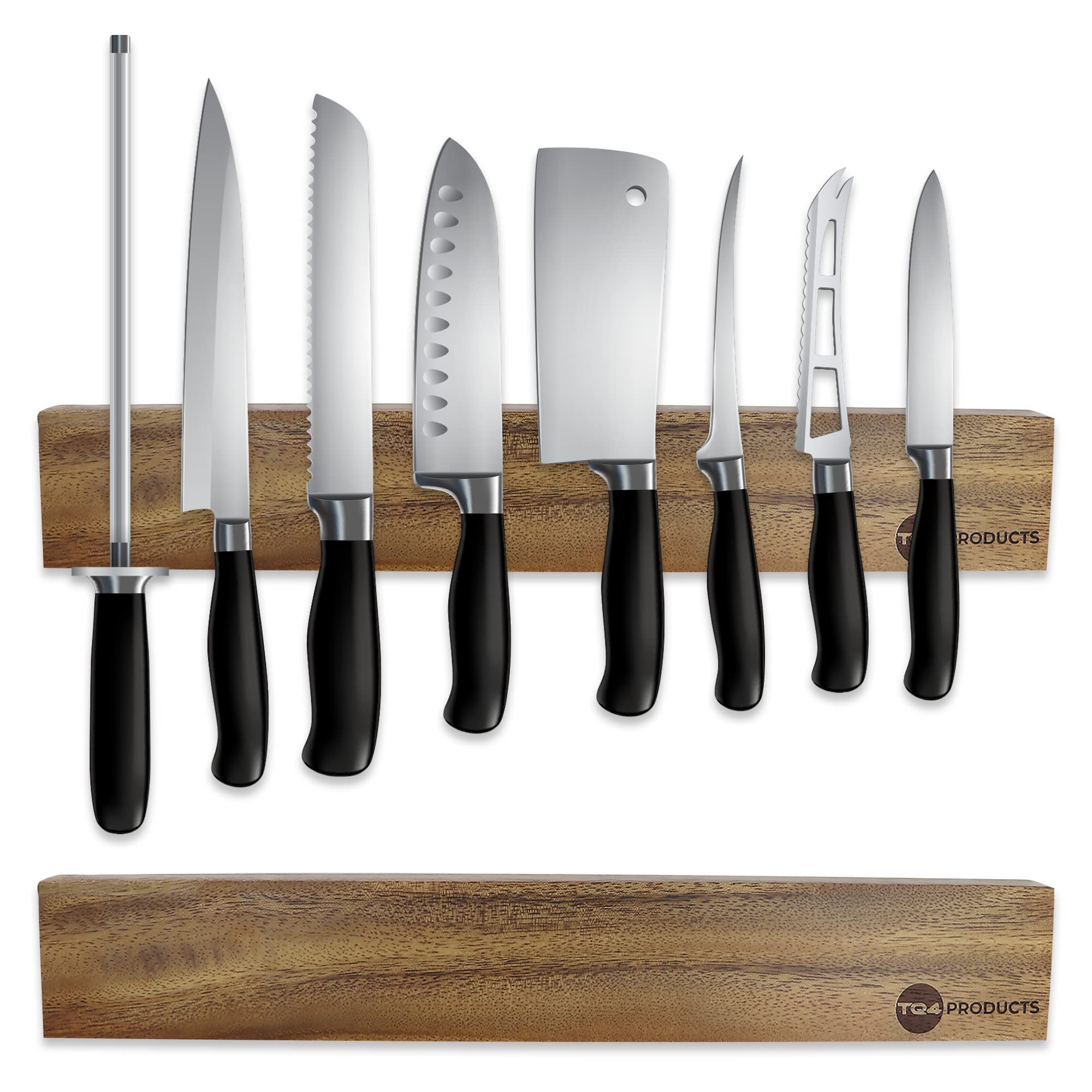 Wood Magnetic Knife Holder 16inch with Powerful Magnets Strong and Thick Wall Mount Knife Rack Easy to Install and Space Saver Organizes Your Kitchen - Multifunctional Magnet Holder, Knives Excluded