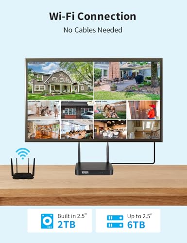 [Dual WiFi, PIR Sensor] Tonton 4K Wireless Security Camera System with 2TB Hard Drive,10CH NVR,8PCS 3MP Outdoor WiFi Cameras,12V DC Powered,2 Way Audio,Spotlight,AI Human Detection,Work with Alexa