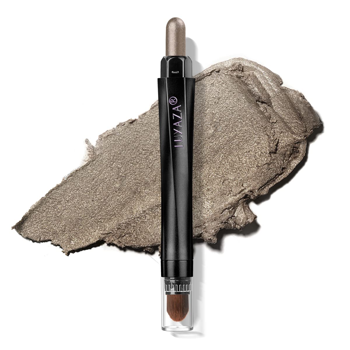 Cream Single Eyeshadow Stick with Blending Brush, Hypoallergenic Eye Shadow Stick Makeup, Pro Waterproof & Long Lasting Eye Brightener Stick, Eyeshadow Pencil Crayon Shimmer #06
