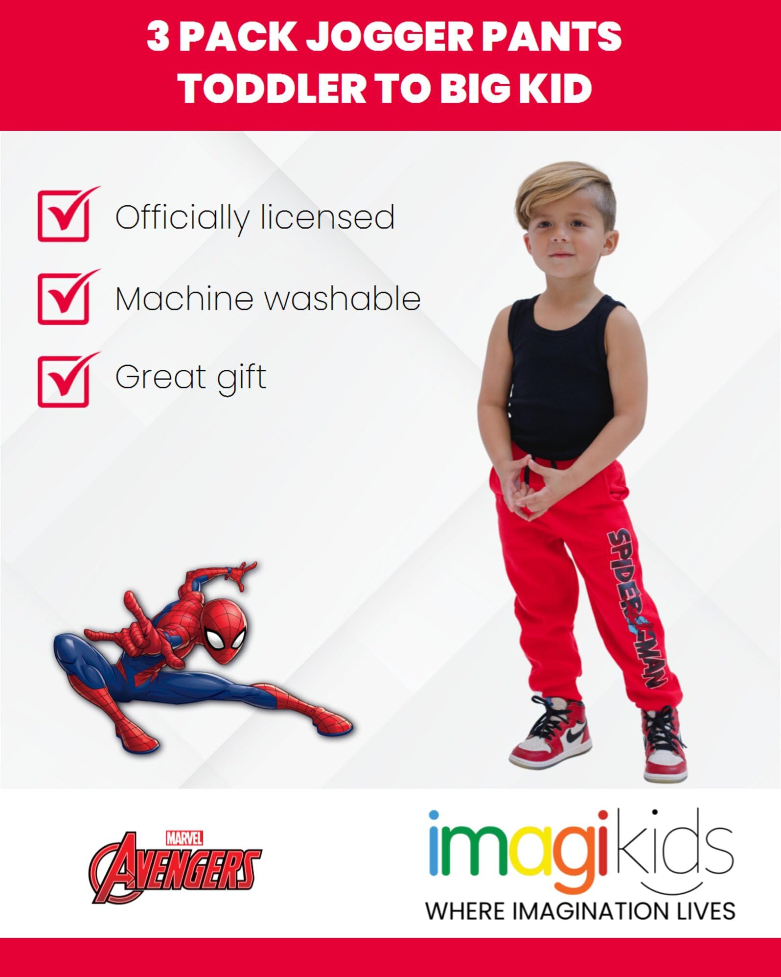 Marvel Avengers Spider-Man Hulk & Venom Little Boys Fleece 3 Pack Pants Spider-Man/Hulk/Venom 7-8
