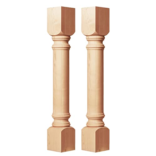35 1/2-inch H 5-inch W 5-inch D Cabinet Columns, Btowin 2Pcs Unfinished Tapered Rubberwood Replacement Island Legs for Large Dining Table & Kitchen Table