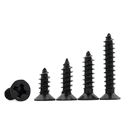 100pcs Self Tapping Screws M1.7 M2 M2.3 M2.6 M3 Laptop Screws Computer Screws Small Philips Pan Head Black Carbon Steel DUO ER (Length : 10mm, Size : M2)