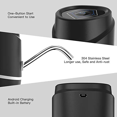 5 Gallon Water Dispenser,Electric Water Bottle Pump Water Dispenser Jug Drinking Water Pump for Home Kitchen Office Camping Outdoors Fit for 3-5 Gallon Water Bottle (Black)