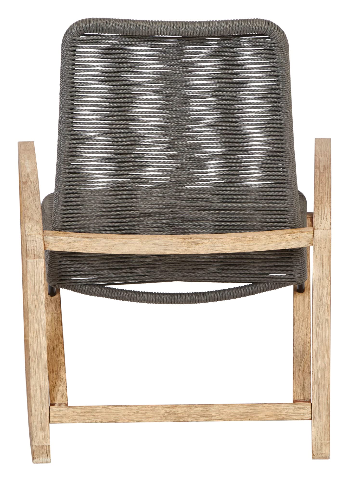 Creative Co-Op Indoor/Outdoor Teak Wood & Woven Rope Rocking Chair, Grey